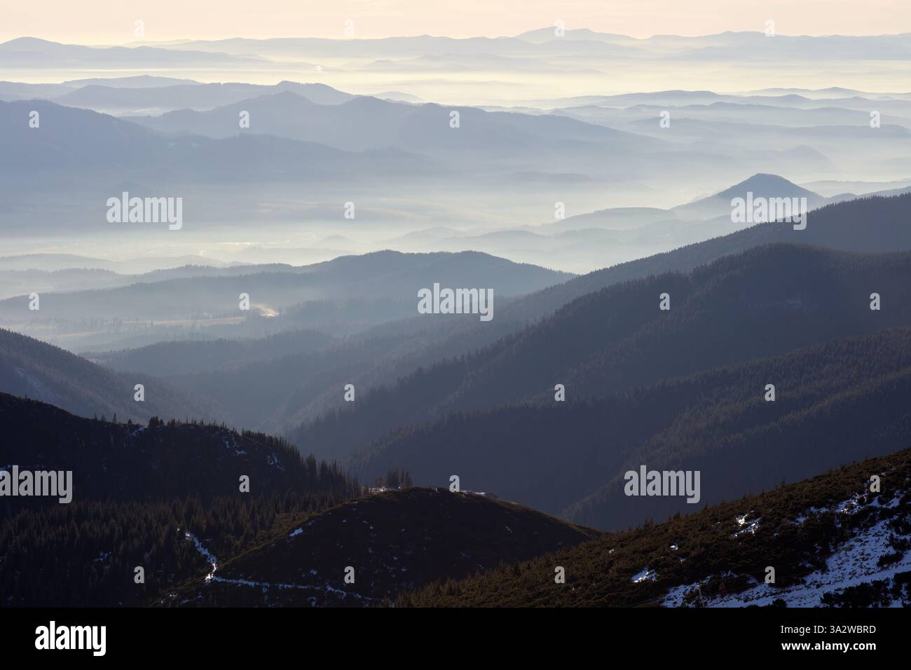 Layered landscape view from Chopok, Low Tatra Mountains, Slovakia Stock ...