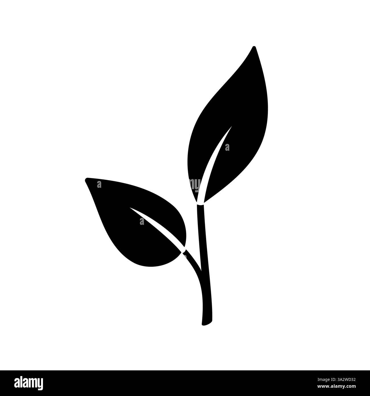 Silhouette of sprout with leaves. Illustration in flat style. Vector ...
