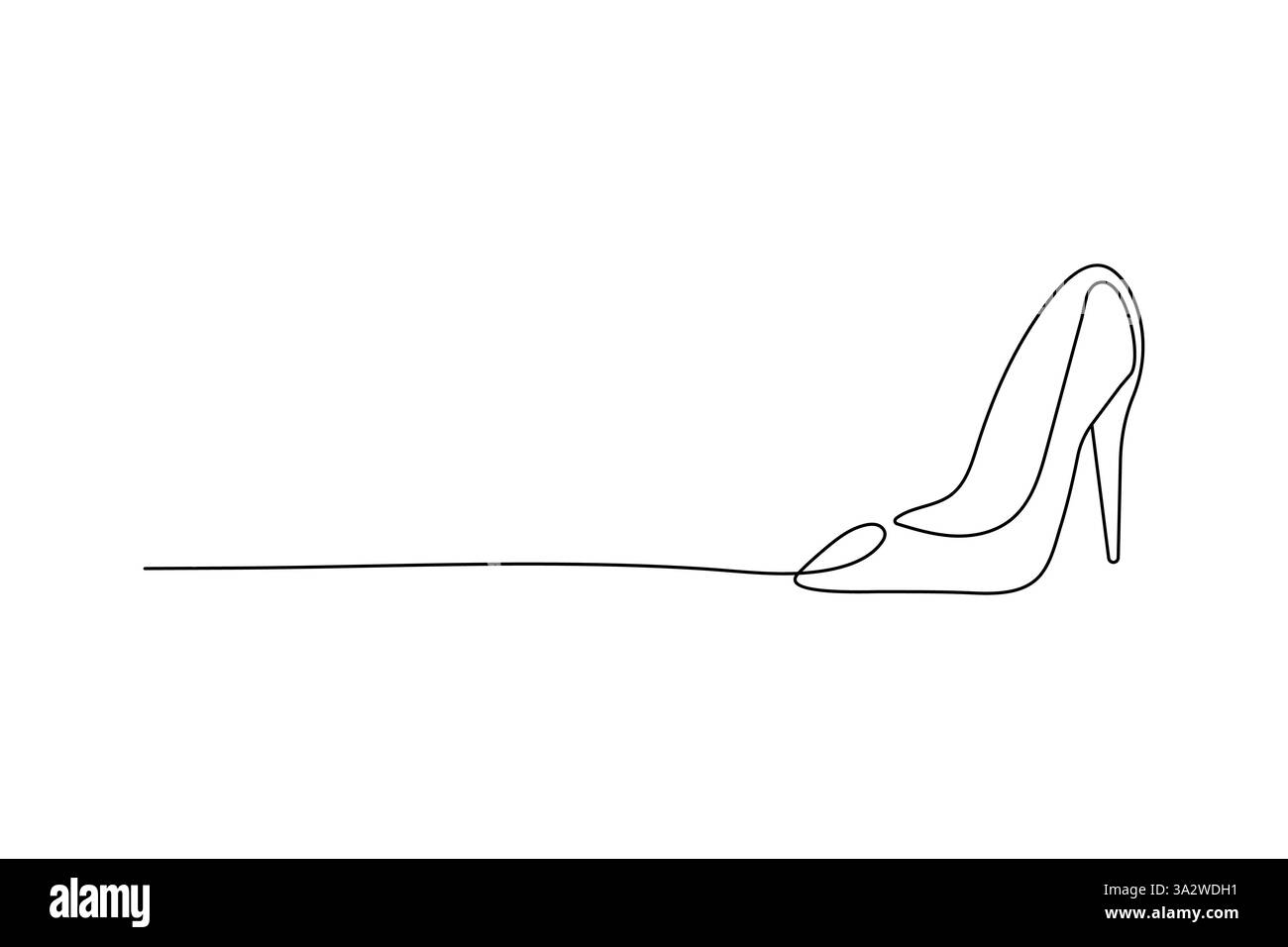 Shoe one line drawing of minimalist vector icon with black and white ...