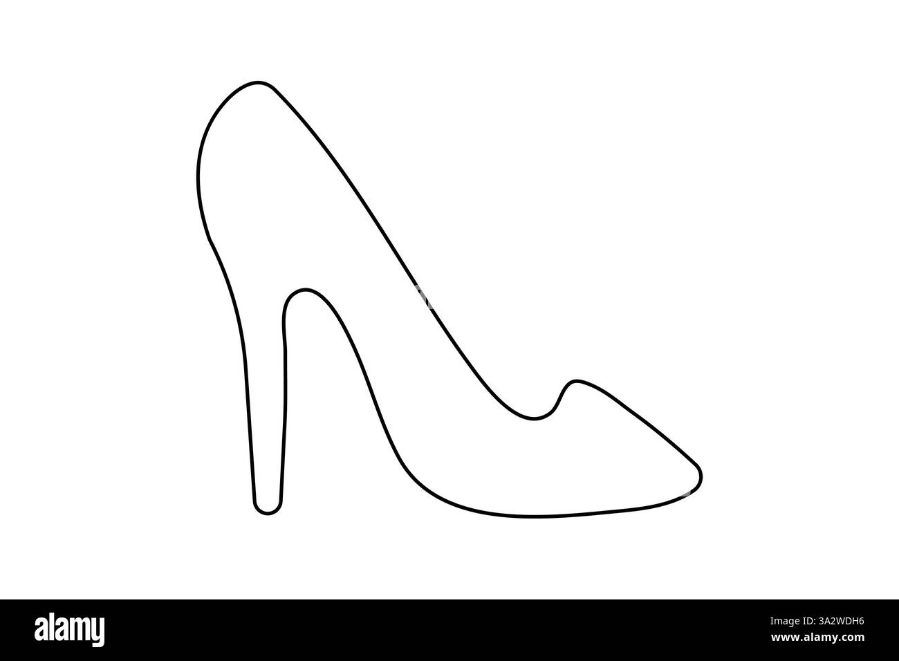 Shoe one line drawing of minimalist vector icon with black and white ...