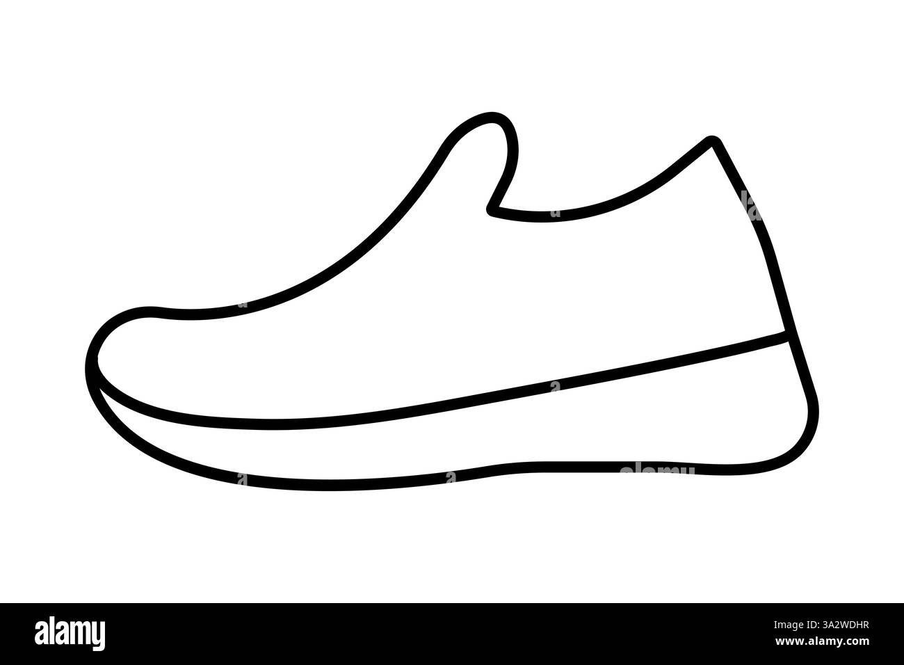 Shoe one line drawing of minimalist vector icon with black and white ...