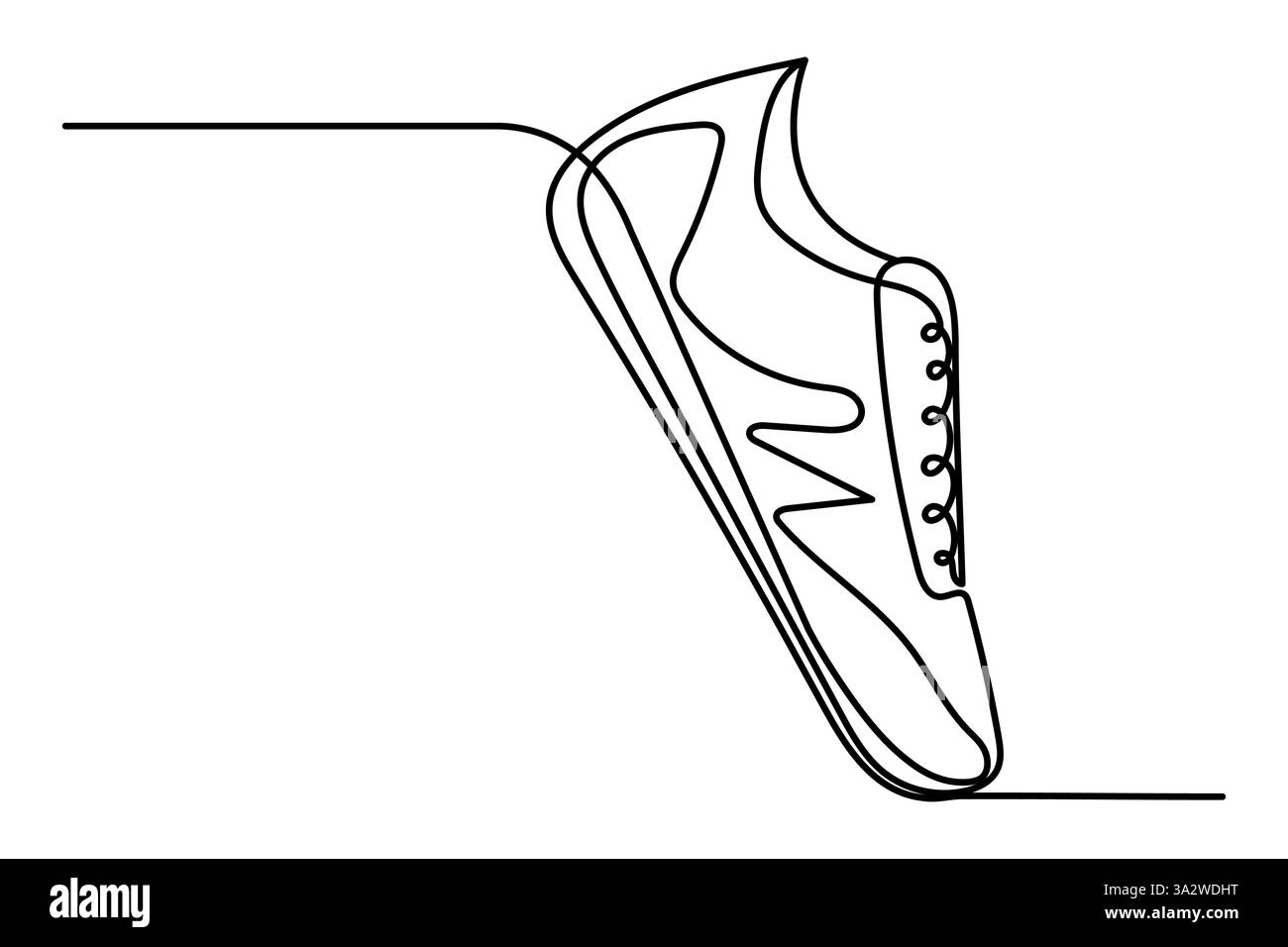 Shoe one line drawing of minimalist vector icon with black and white ...