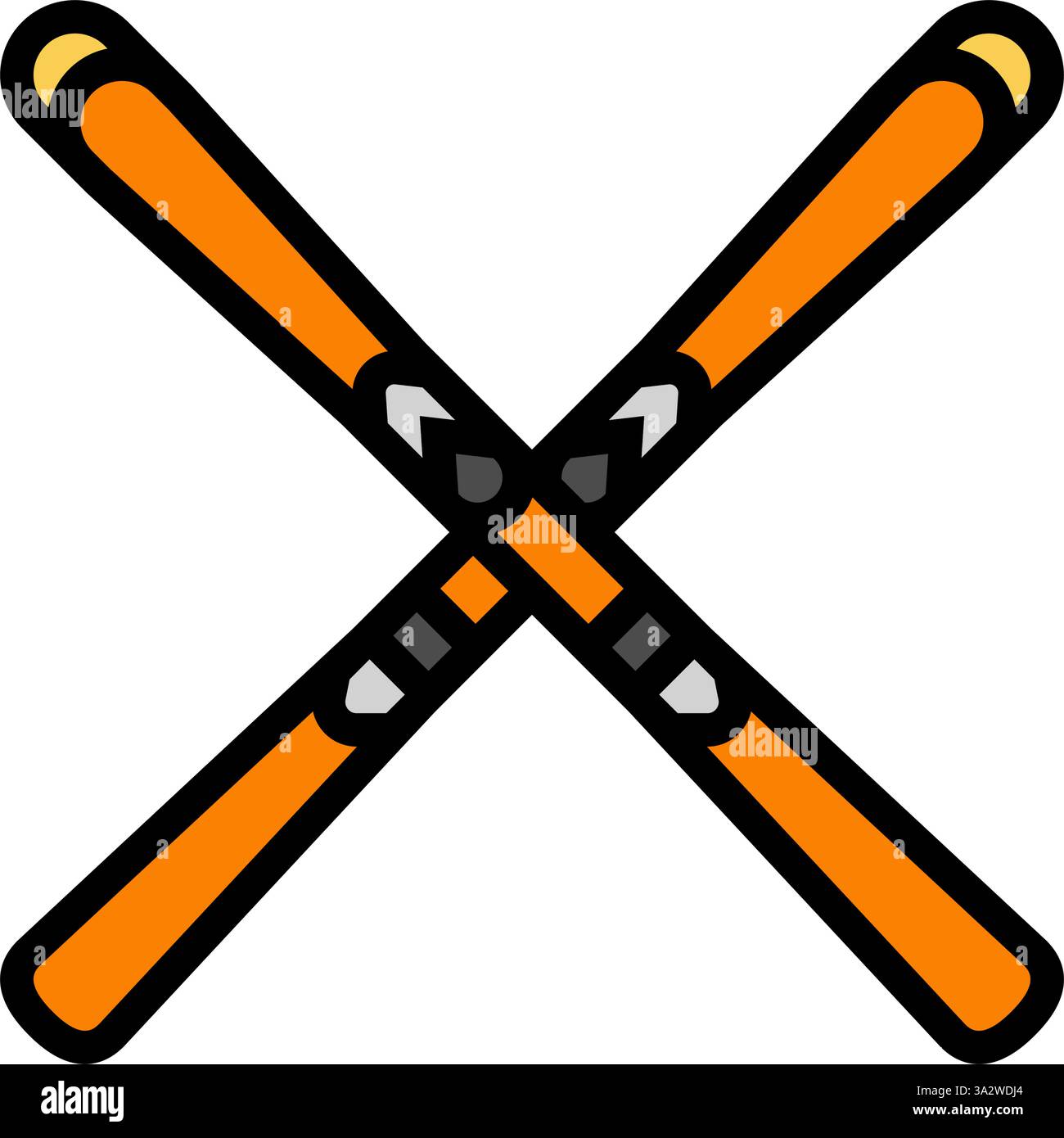 pair skis crossed mountain skiing color icon vector illustration Stock ...