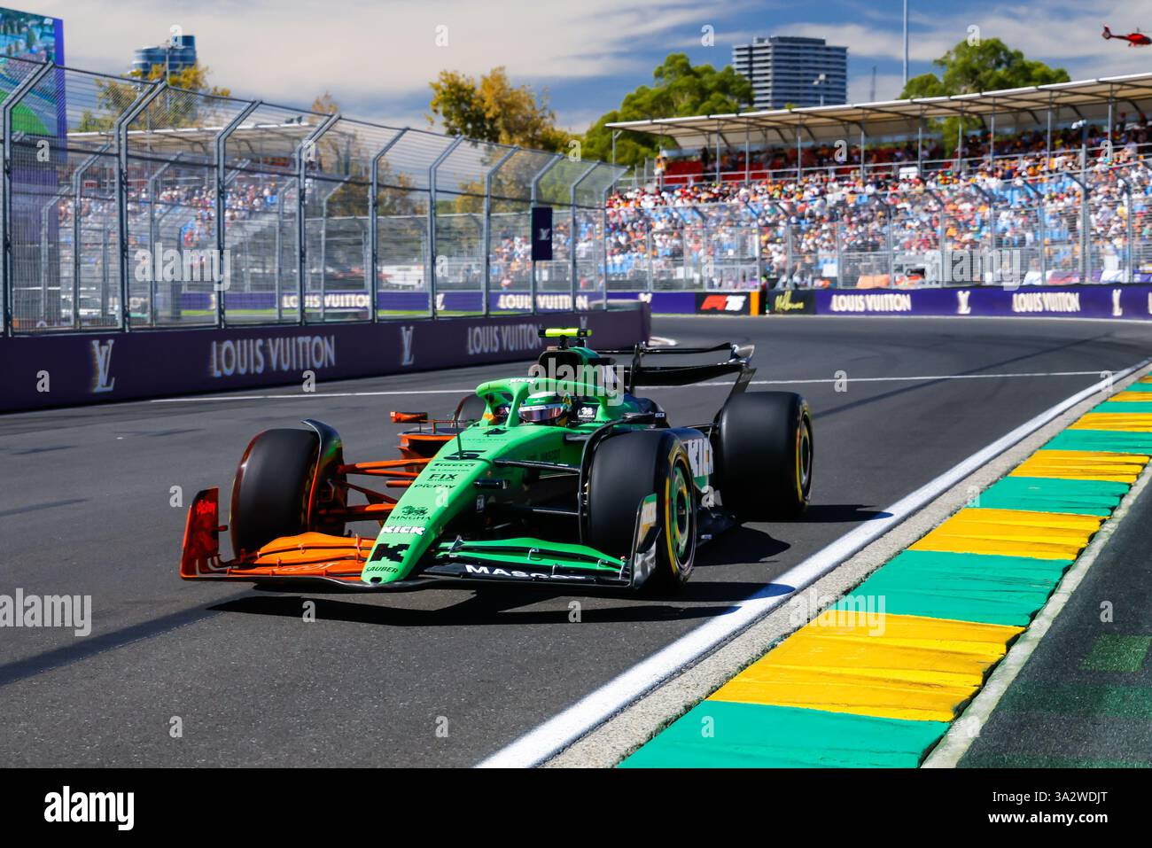 March 14, 2025: MELBOURNE, AUSTRALIA - MARCH 14: Gabriel Bortoleto of Brazil drives the Stake F1 ...