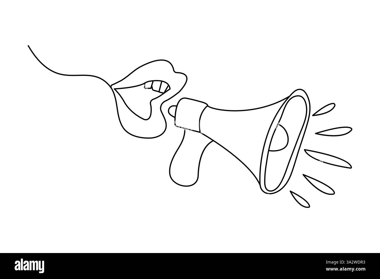 Continuous one line megaphone drawing of speaker horn vector icon Stock ...