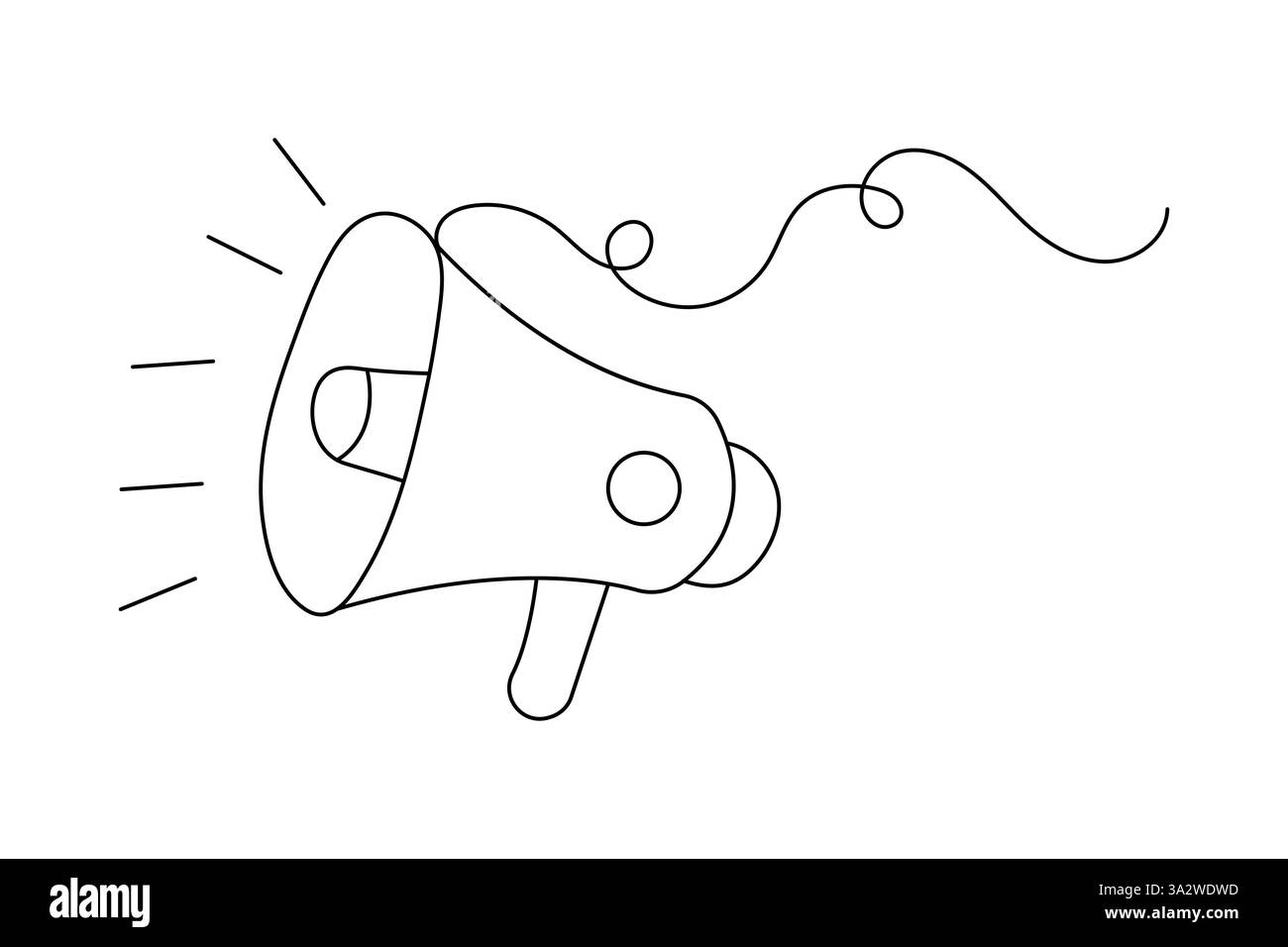 Continuous one line megaphone drawing of speaker horn vector icon Stock ...