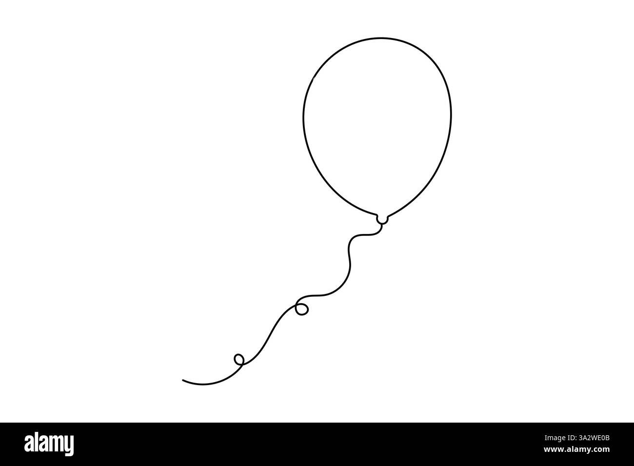 Balloon continuous single line art and birthday celebration isolated ...
