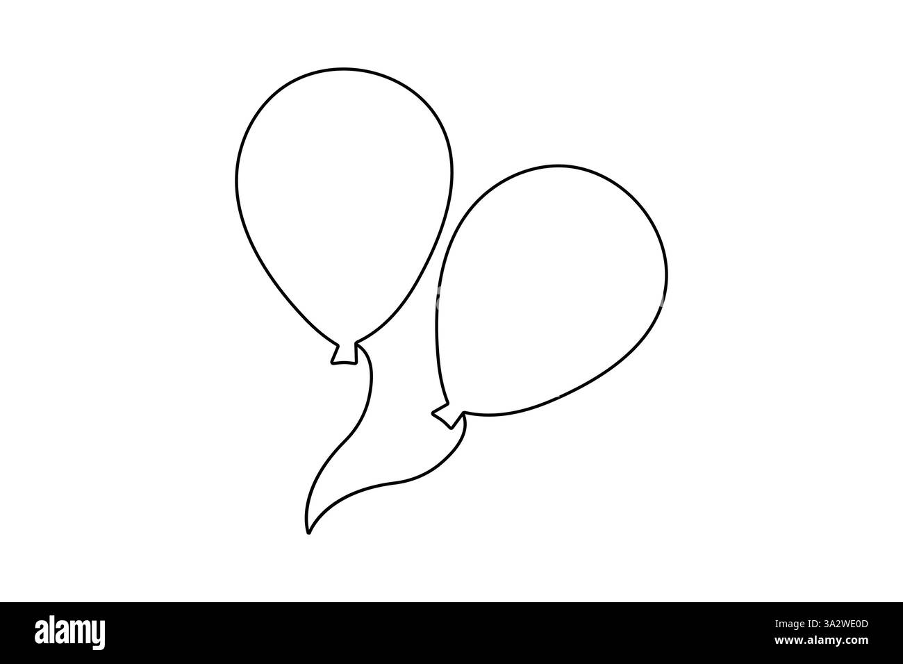 Balloon continuous single line art and birthday celebration isolated ...