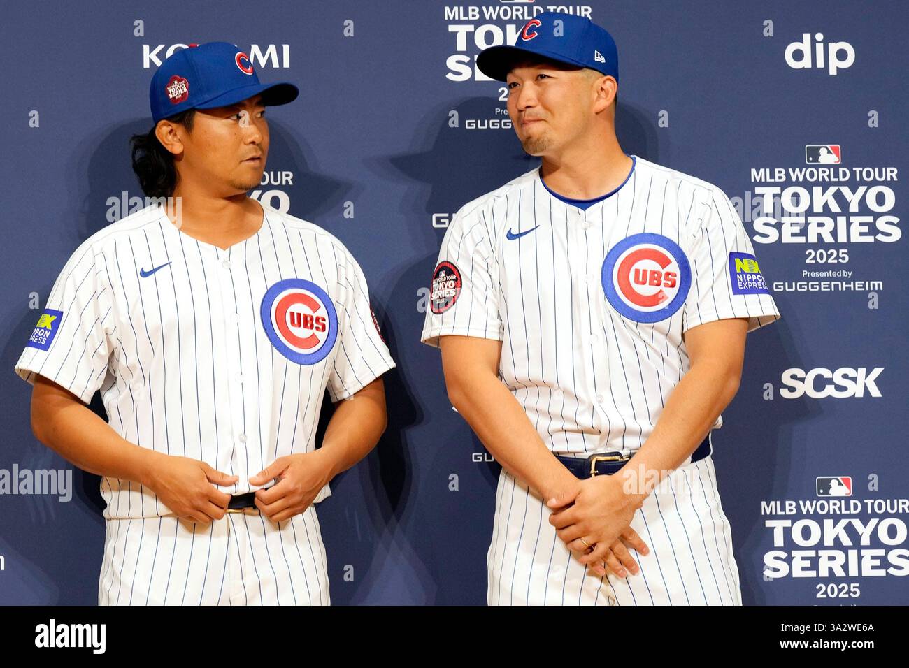 Seiya Suzuki, right, and Shota Imanaga, left, of the Chicago Cubs ...