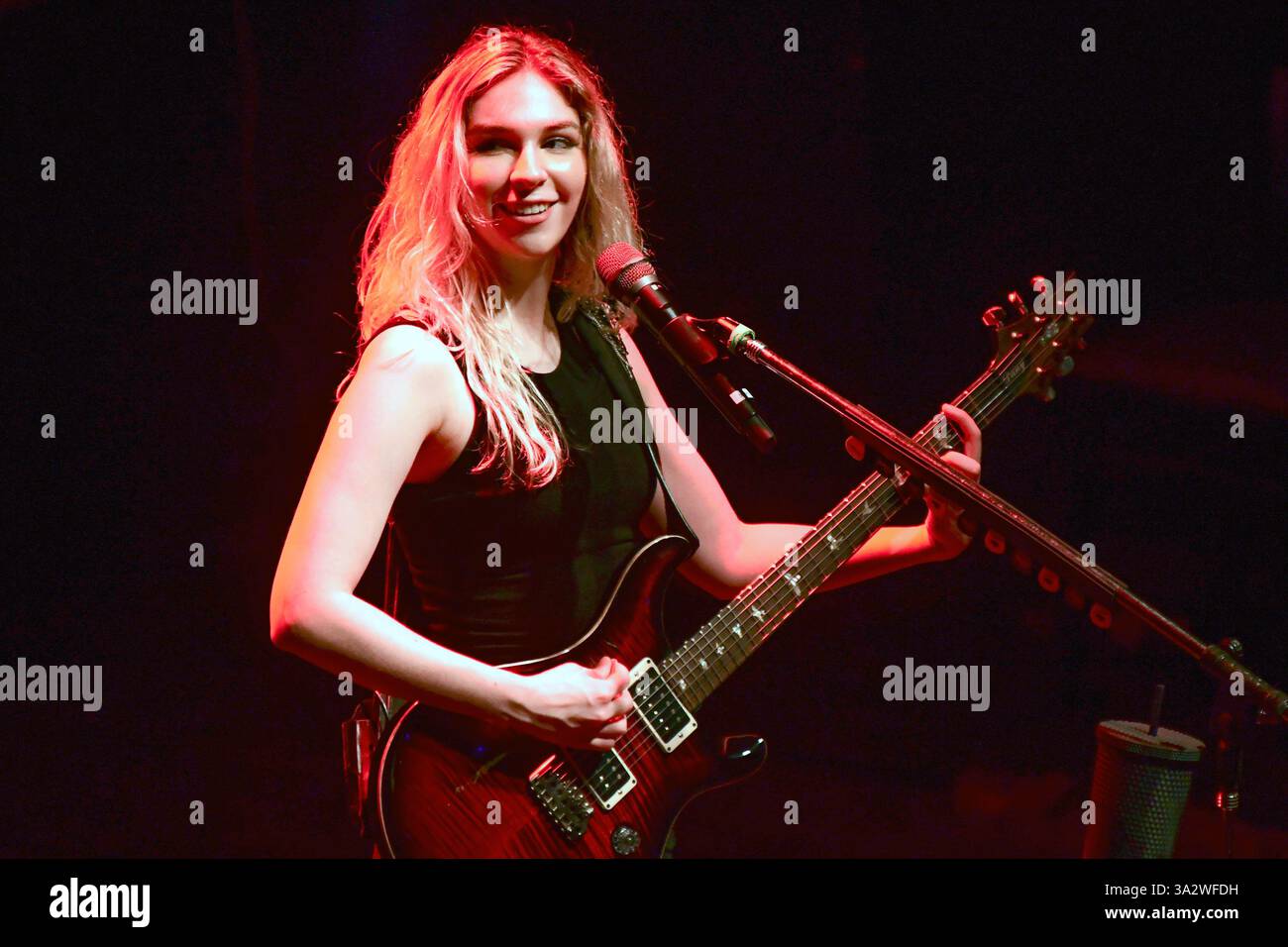 Buenos Aires (13th Mar 2025). Mexican rock band The Warning, performing ...