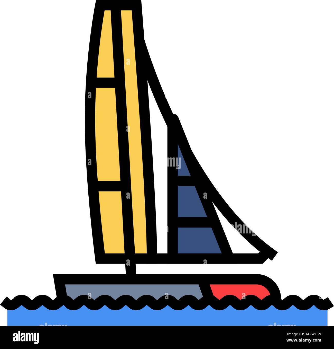 yacht race sailing sport color icon vector illustration Stock Vector ...
