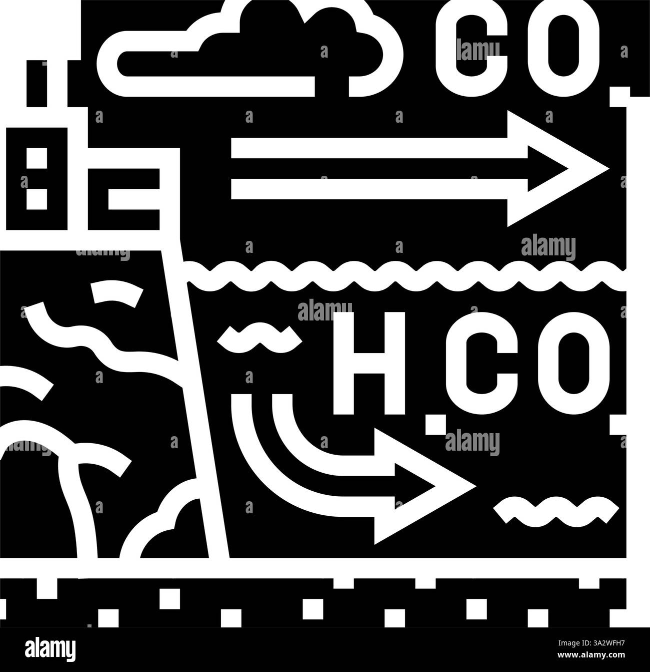 acidification chart world ocean glyph icon vector illustration Stock ...