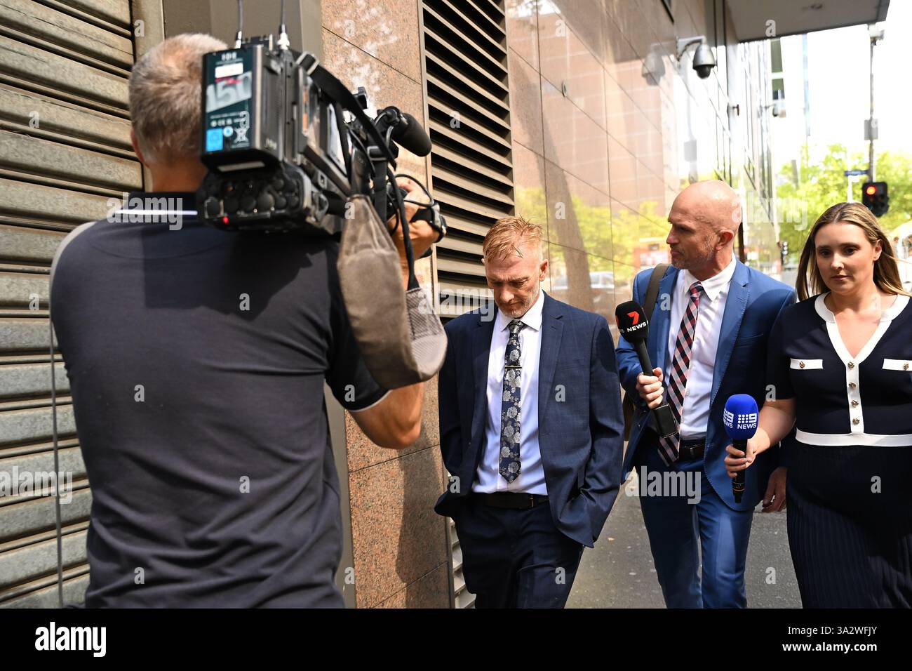 Melbourne, Australia. 14th Mar, 2025. James Latchford (left) departs ...