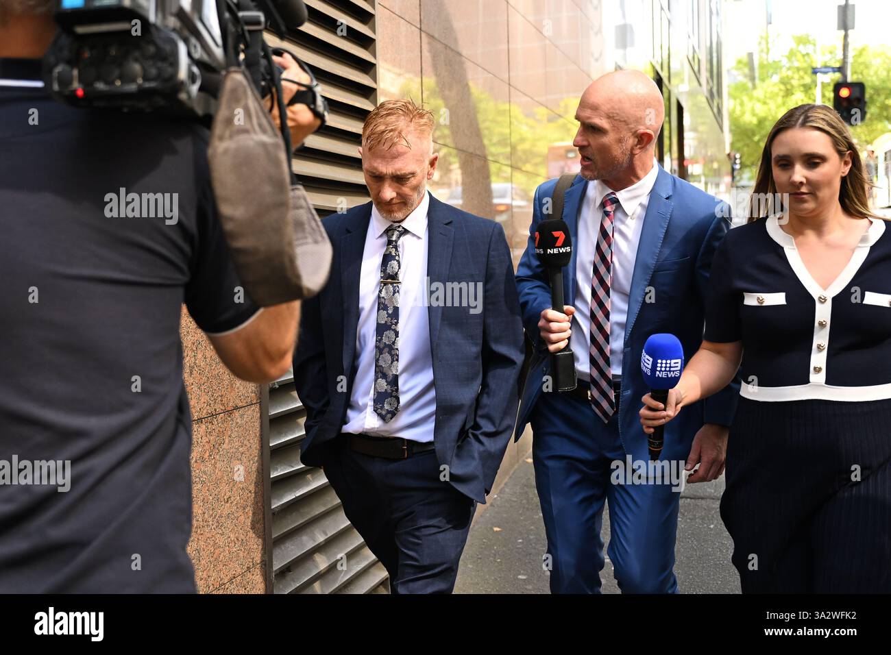 Melbourne, Australia. 14th Mar, 2025. James Latchford (left) departs ...