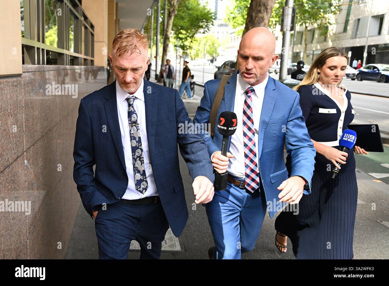Melbourne, Australia. 14th Mar, 2025. James Latchford (left) departs ...