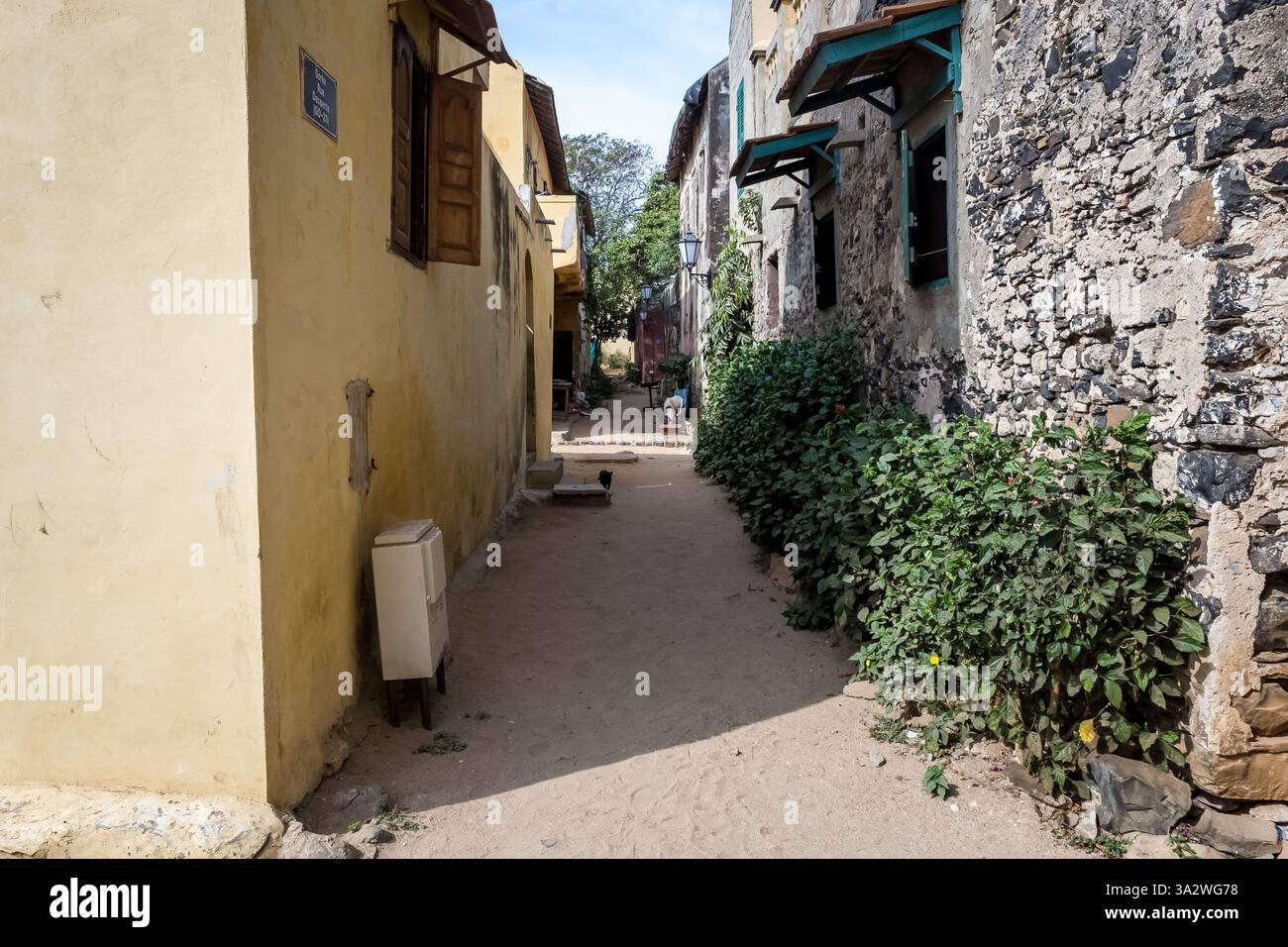 View of Gorée Island’s streets, Senegal, 3 km off Dakar. A UNESCO site ...