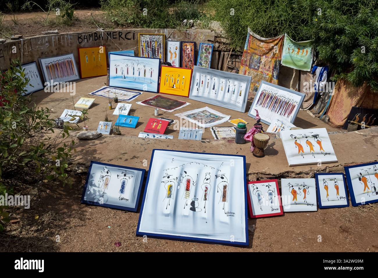 Dakar, Senegal – Colorful paintings by a local artist on Gorée Island ...