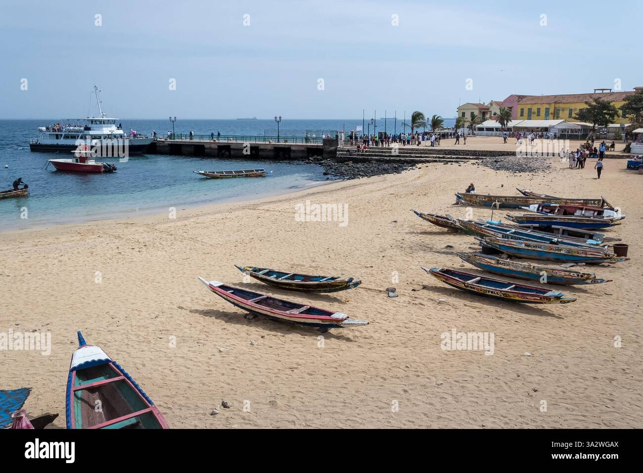 Gorée Island, Senegal – View of its pier and beach, 3 km off Dakar ...