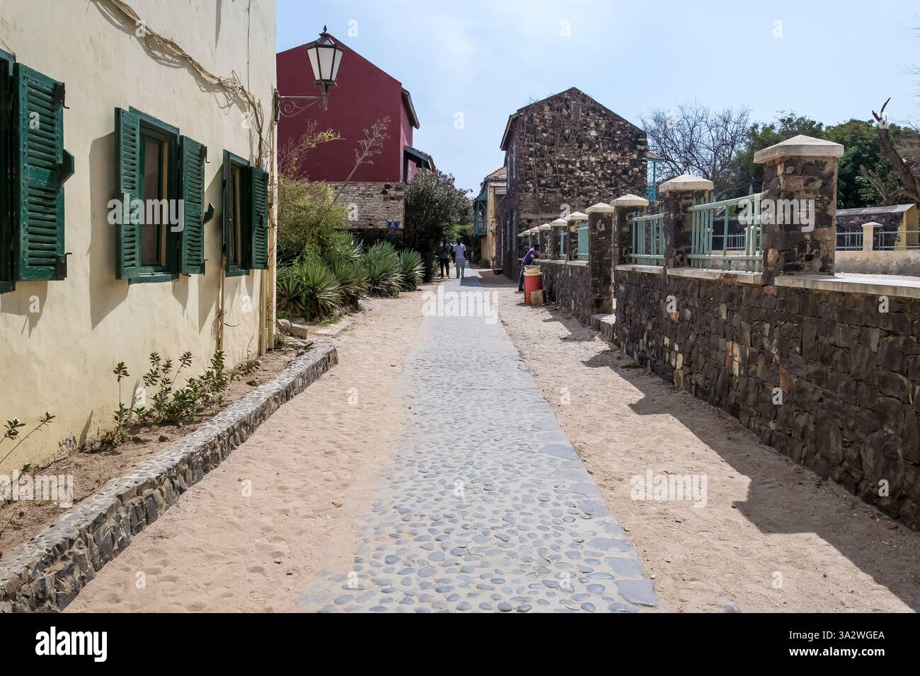 View of Gorée Island’s streets, Senegal, 3 km off Dakar. A UNESCO site ...
