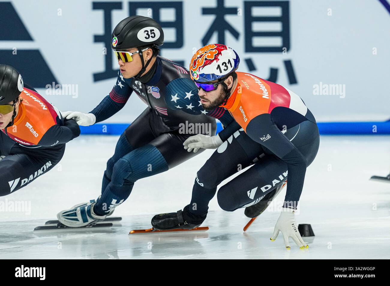 BEIJING, CHINA - MARCH 14: Andrew Heo of United States, Sjinkie Knegt ...