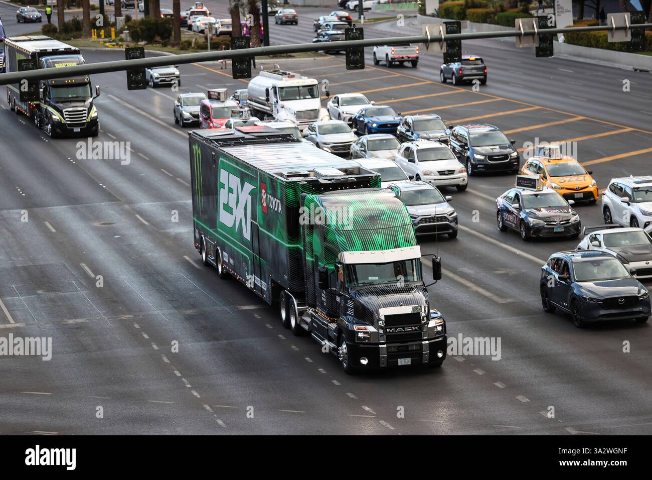 LAS VEGAS, NV - MARCH 13: The hauler of Riley Herbst (#35 23XI Racing ...