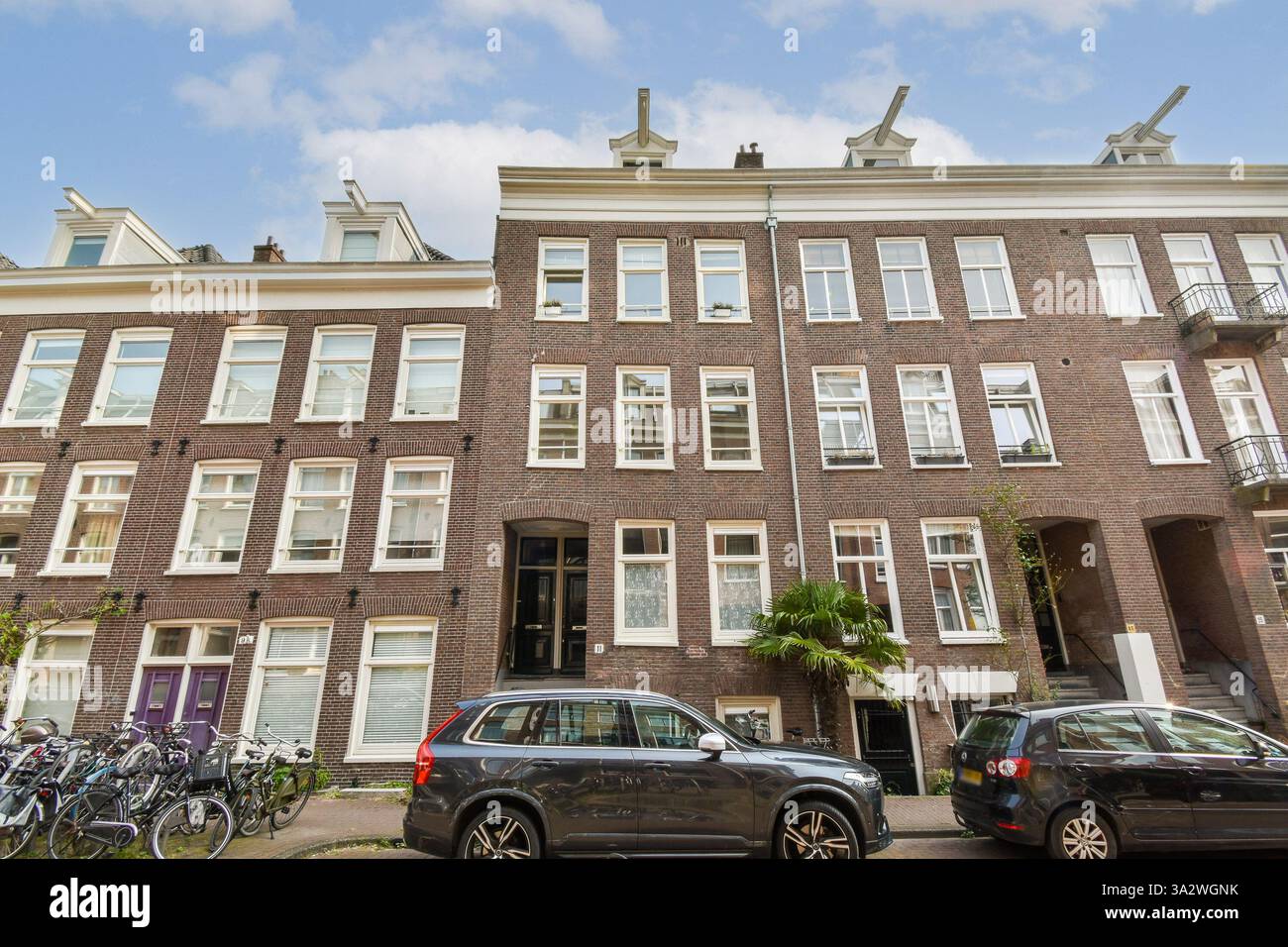 A picturesque view of traditional row houses in the Netherlands ...