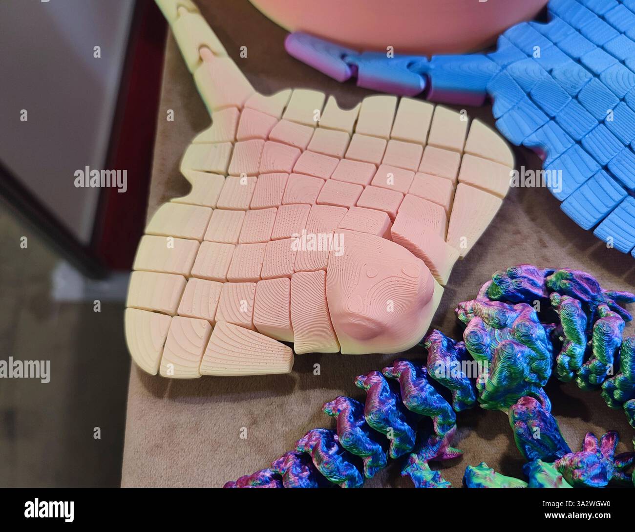 Small model of stingray printed on 3D printer from molten colored ...