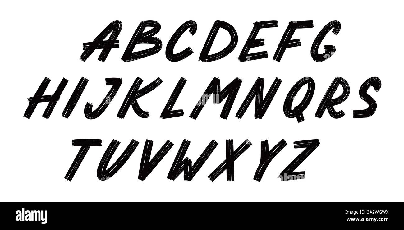 Brush font letter alphabet. Hand drawn typography chalk paint font ...