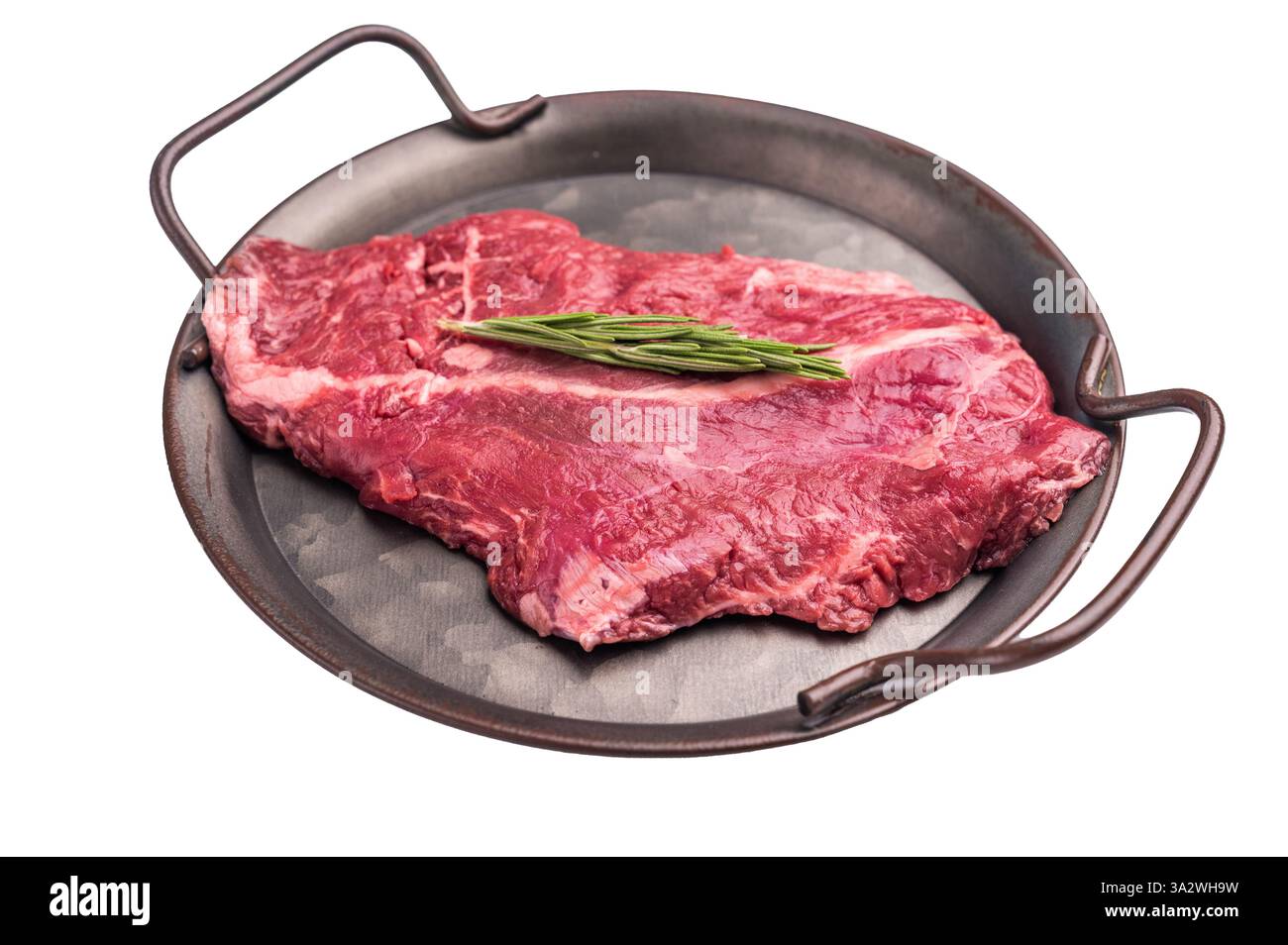 Raw hanging tender or onglet beef steak isolated on white background ...