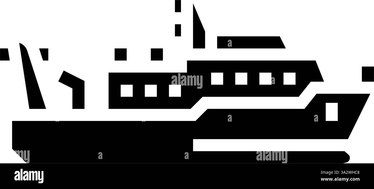 marine research vessel world ocean glyph icon vector illustration Stock ...