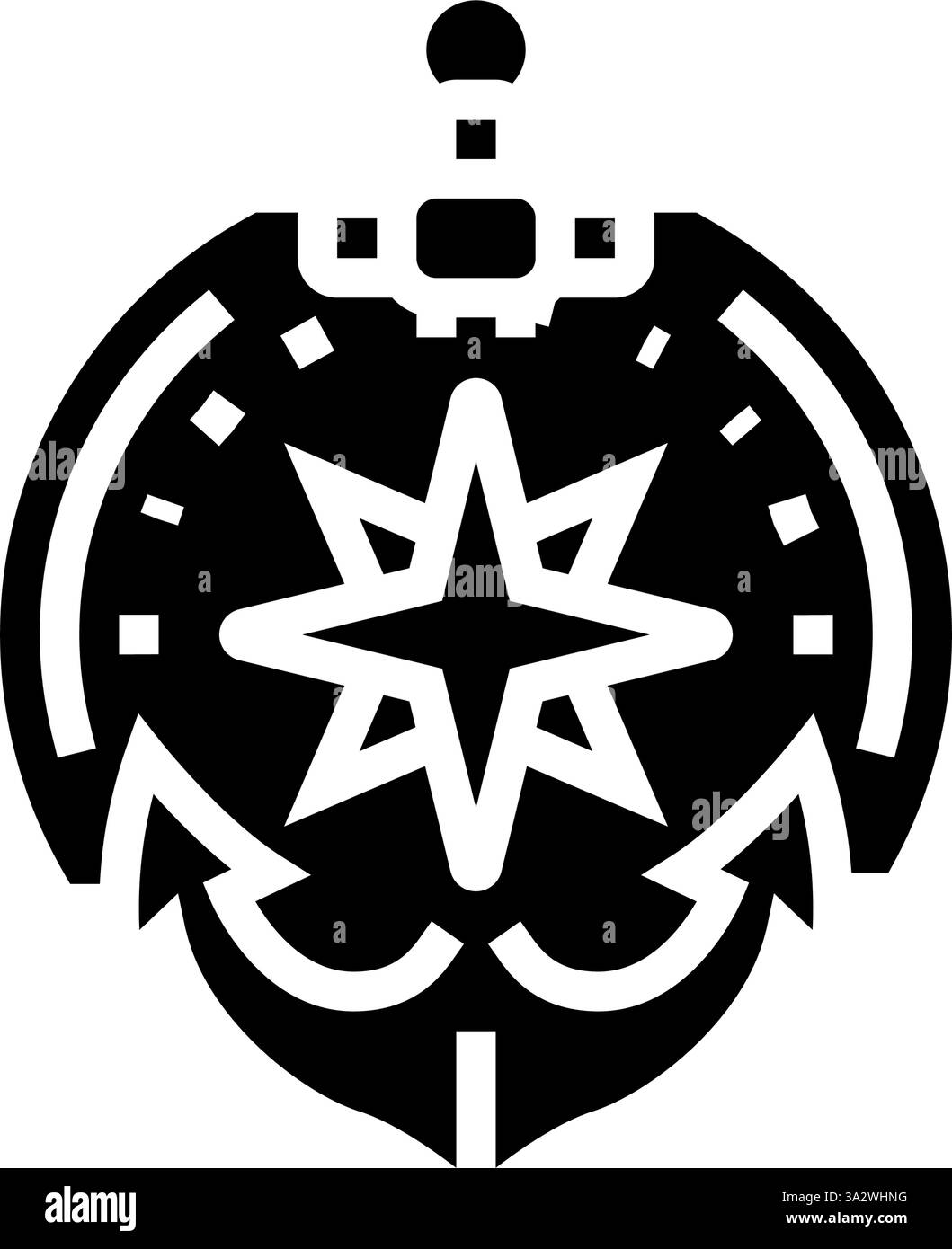 nautical compass world ocean glyph icon vector illustration Stock ...