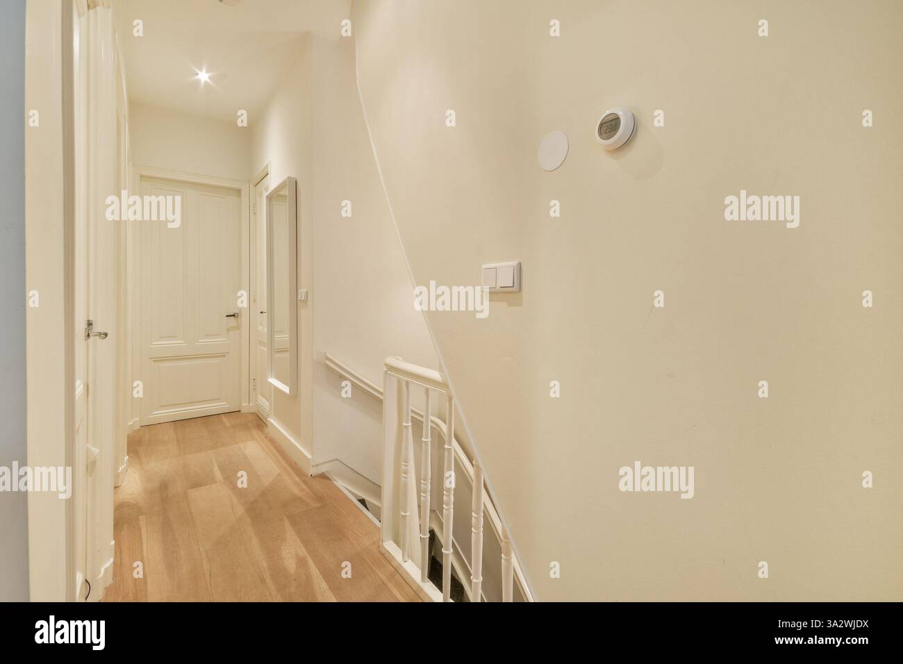 Stylish hallway showcasing elegant design features, wooden flooring ...