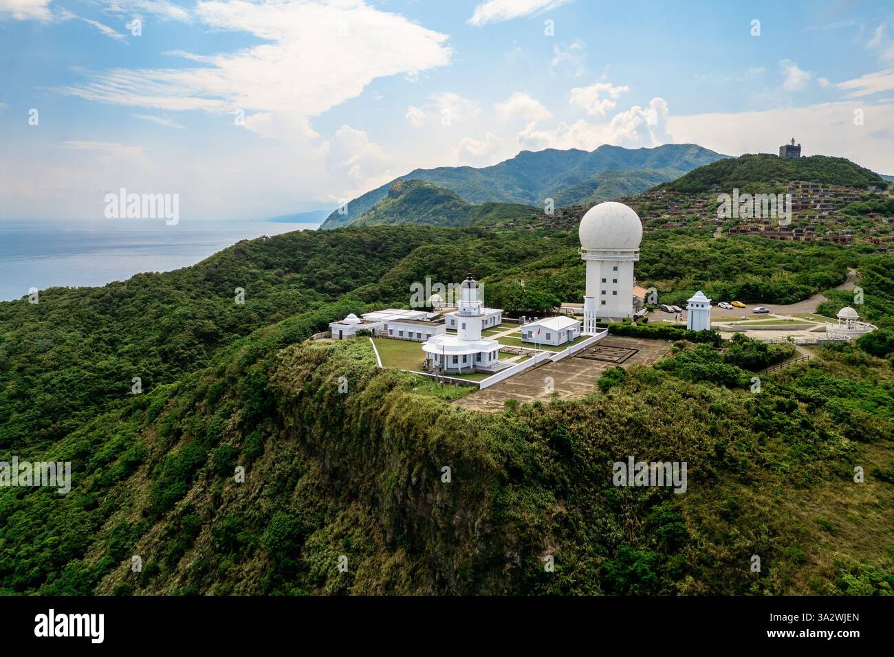Aerial view of Cape Santiago Lighthouse in New Tapei city, Taiwan Stock ...