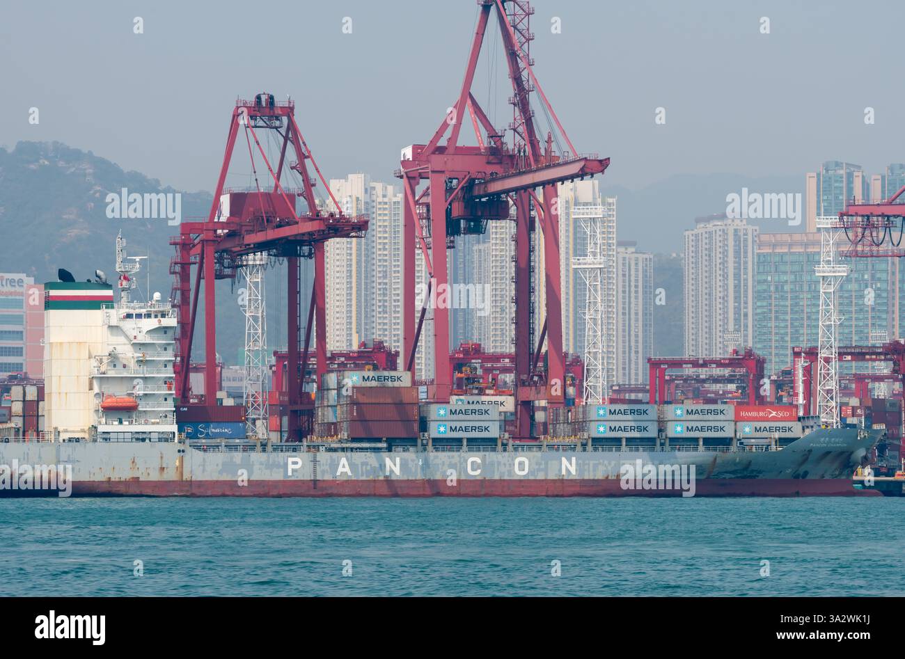 Hong Kong. China- 02.18.2025. A view of the Port of Hong Kong with a ...