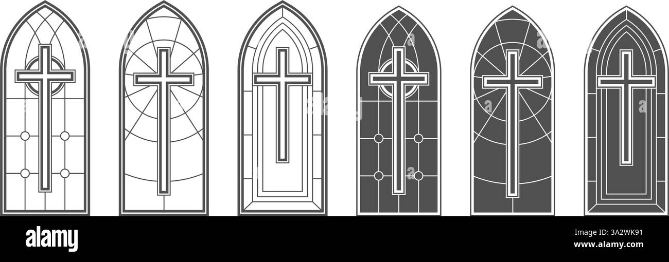 Gothic church window frames with medieval pattern. Stained glass ...