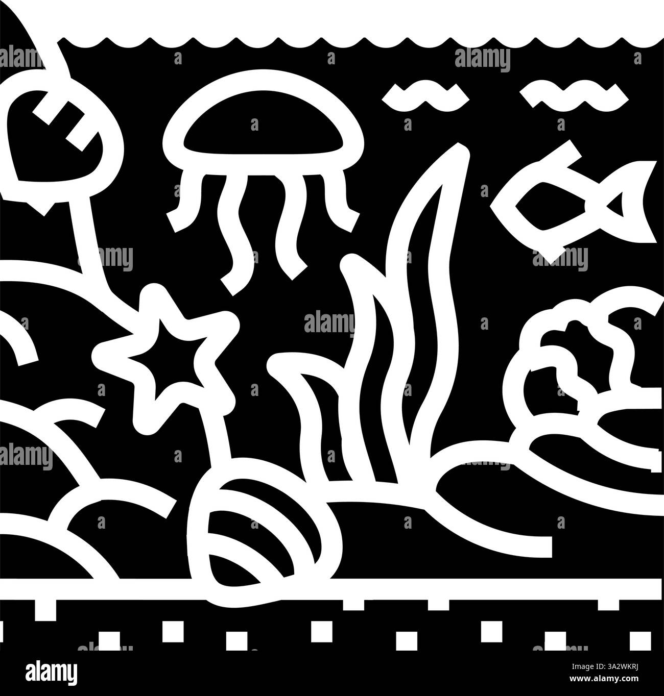 tide pool ecosystem world ocean glyph icon vector illustration Stock ...