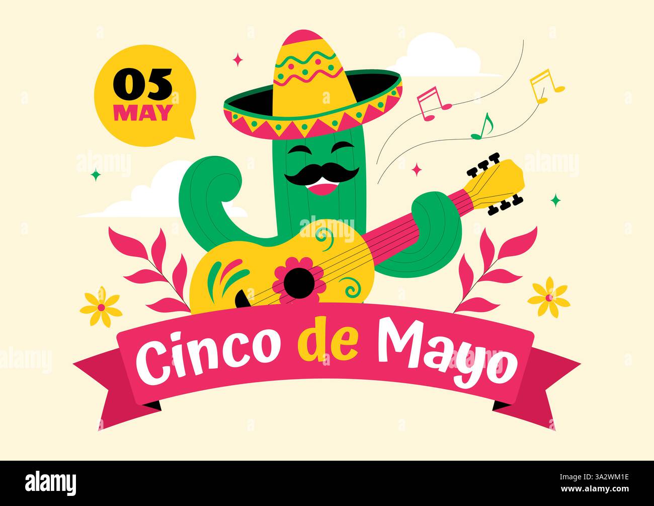 Cinco de Mayo Mexican Holiday Celebration Vector Illustration Featuring ...