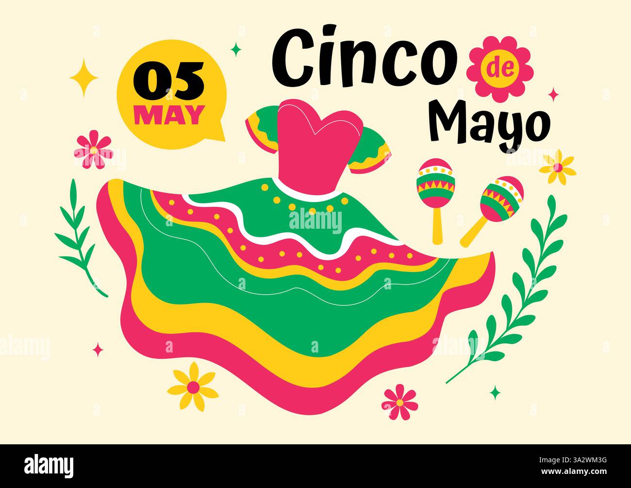 Cinco de Mayo Mexican Holiday Celebration Vector Illustration Featuring ...
