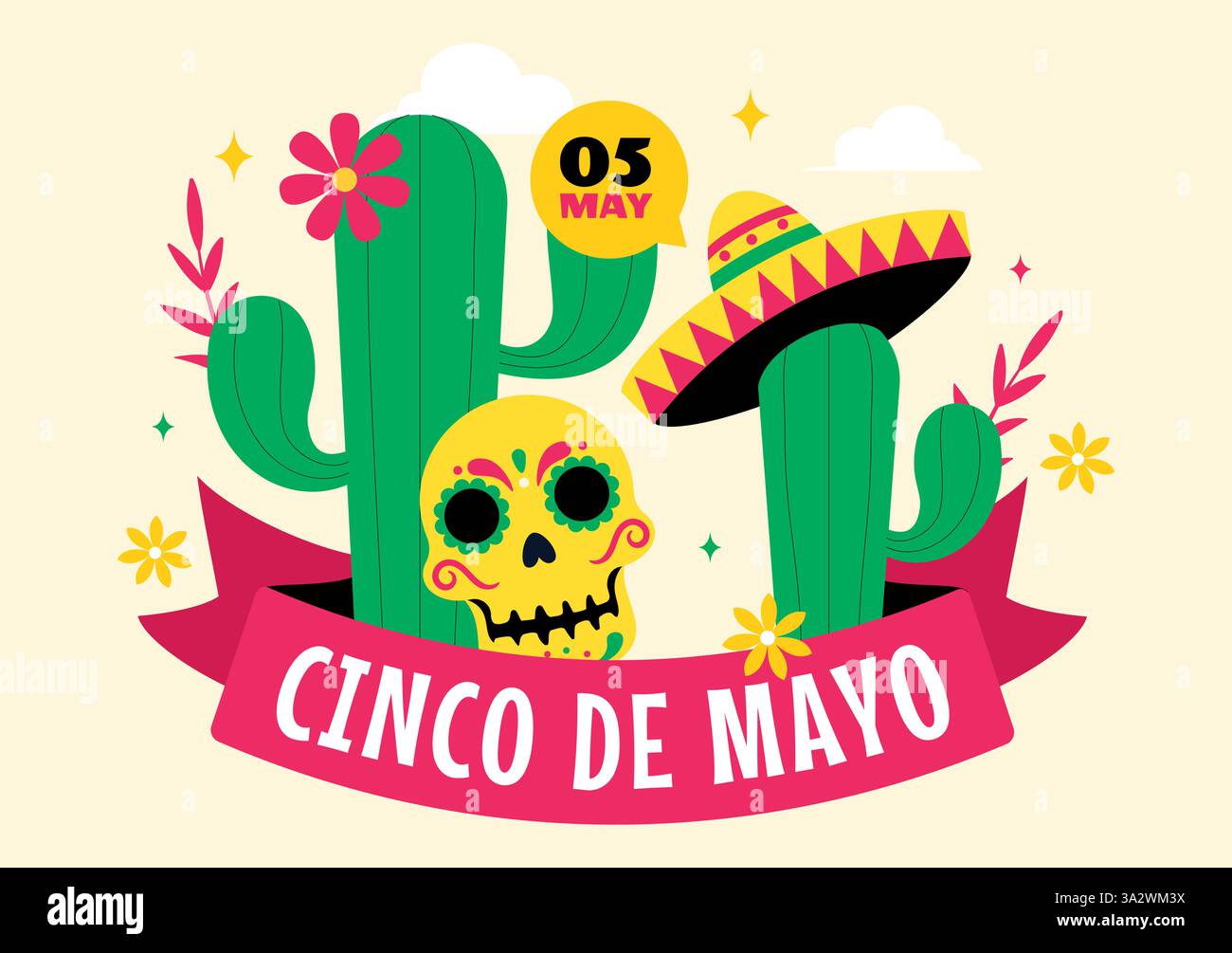 Cinco de Mayo Mexican Holiday Celebration Vector Illustration Featuring ...