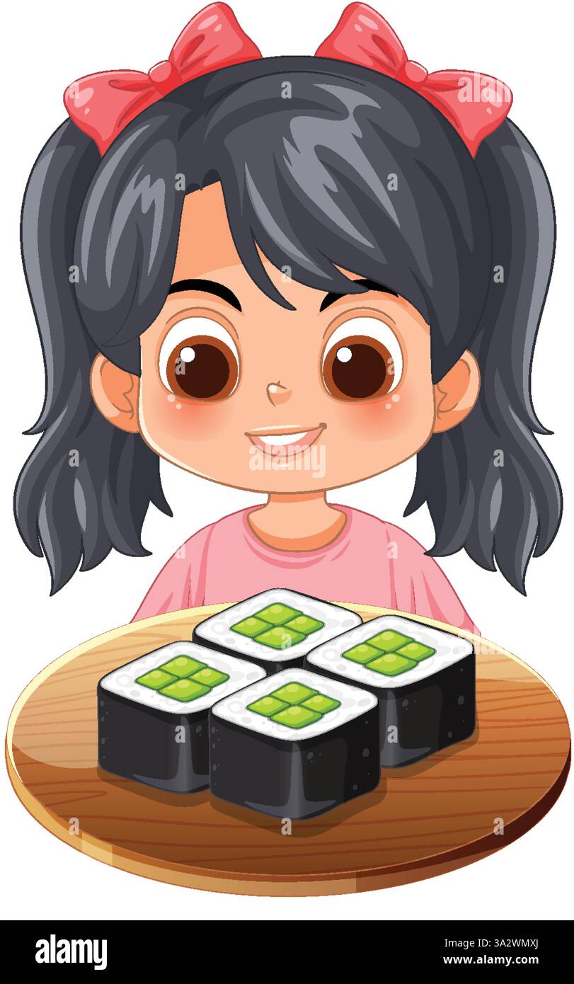 Sushi plate on black Stock Vector Images - Alamy