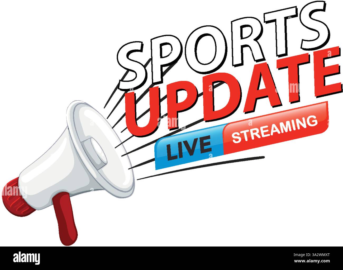Vector illustration featuring a megaphone and bold text for sports live ...
