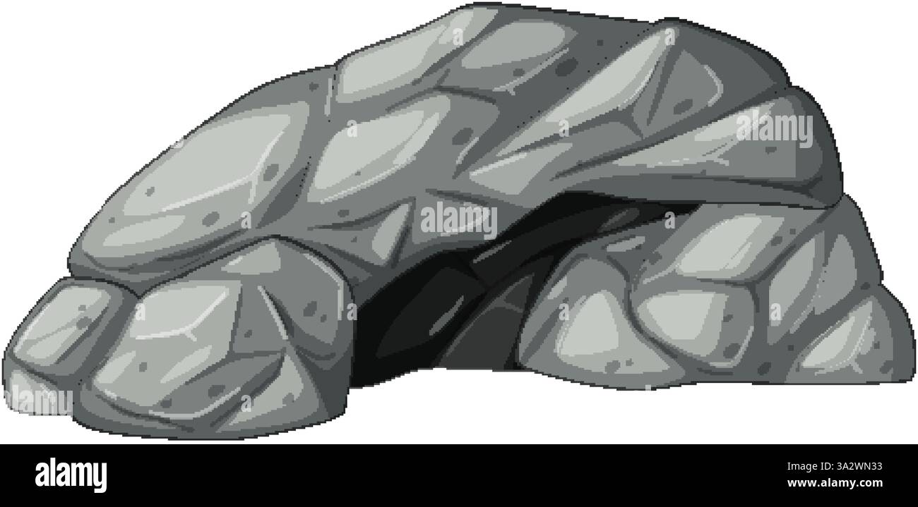 Vector illustration of a stylized rock formation with smooth shading ...