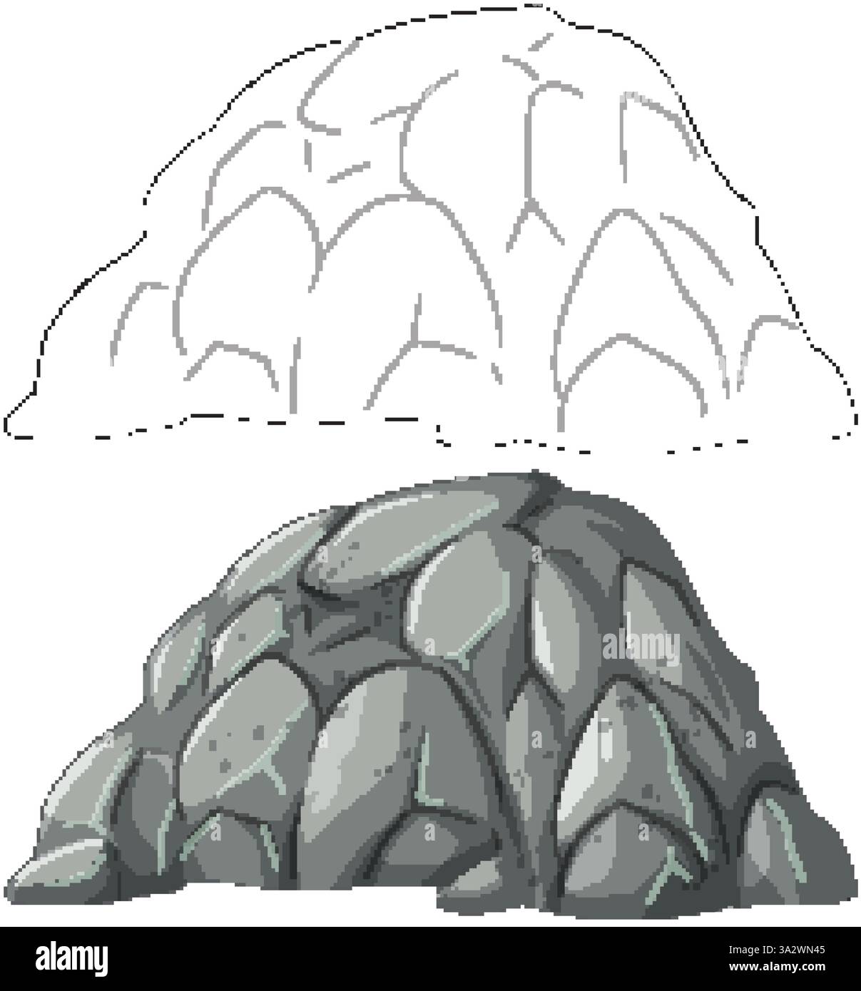 Vector illustration of a stylized rock formation, showcasing detailed ...