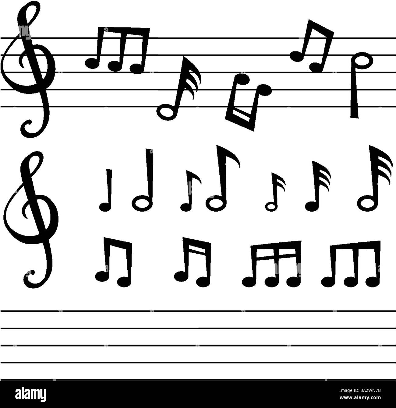 Illustration of musical notes and treble clef Stock Vector Image & Art ...