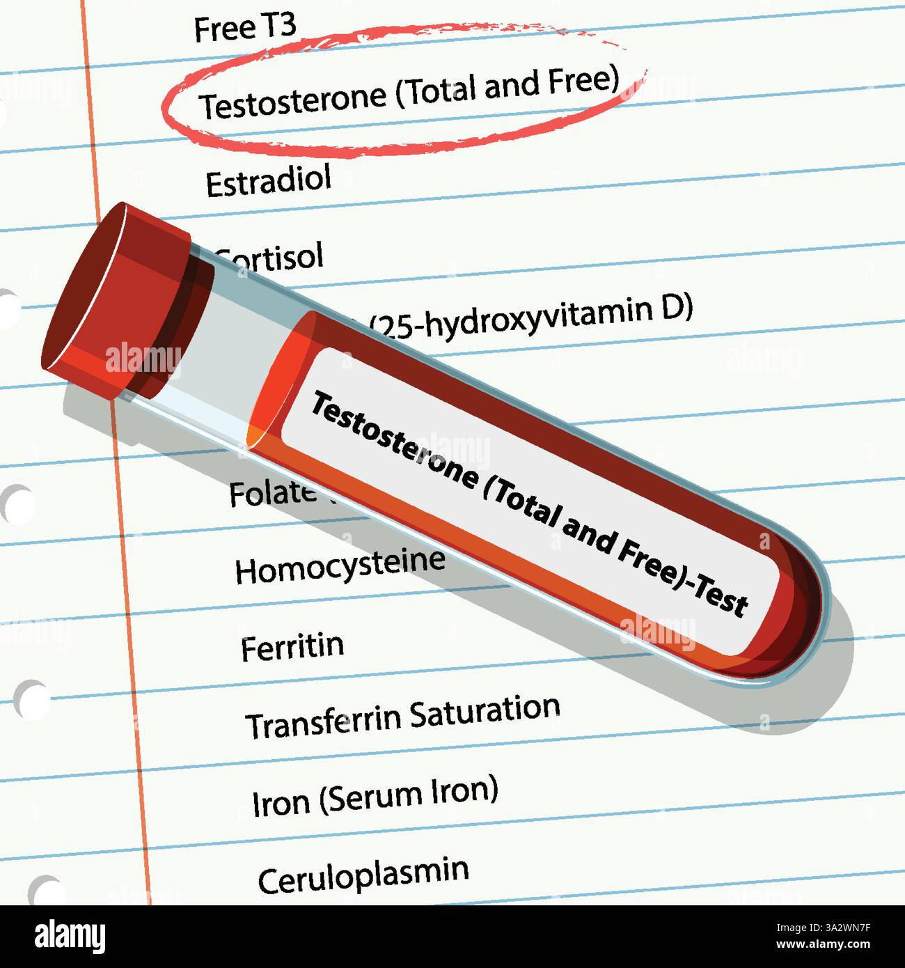 Blood test tube on a medical checklist Stock Vector Image & Art - Alamy