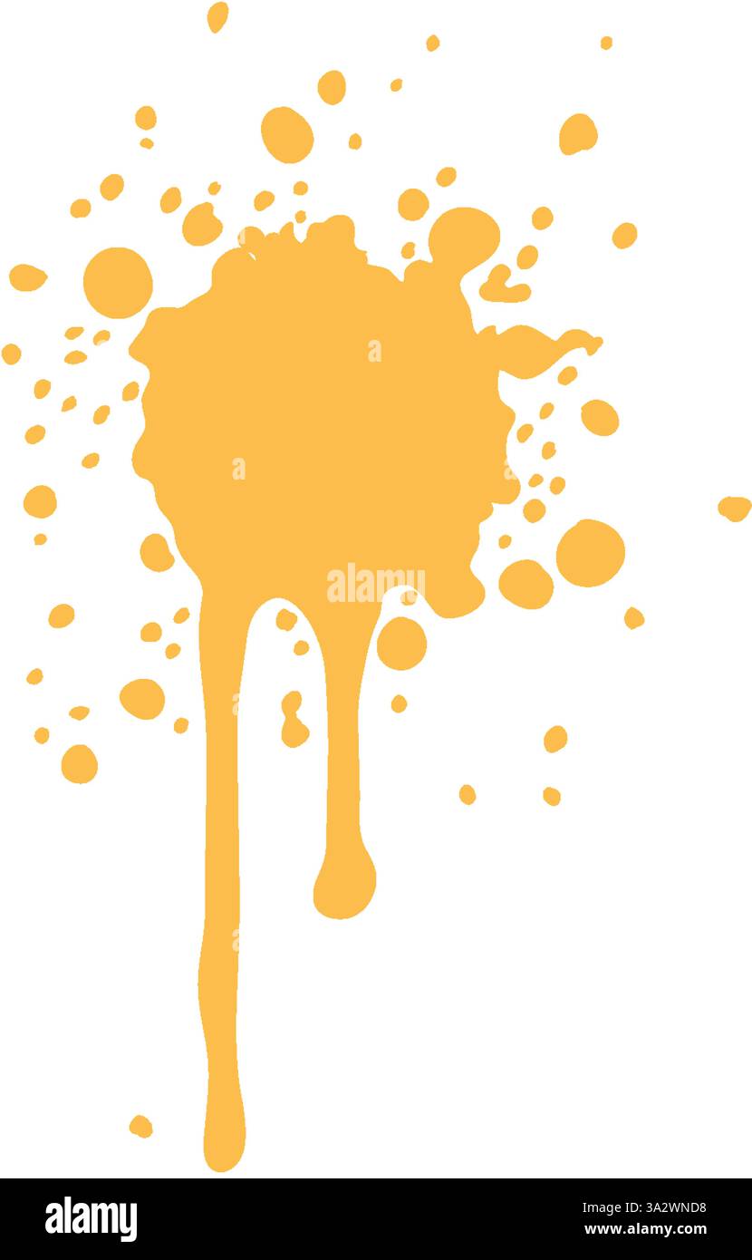 Dynamic vector illustration of an orange paint splash with drips and ...