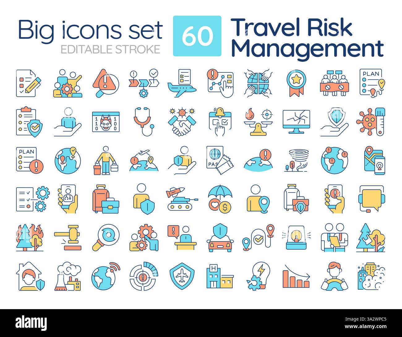 Travel risk management RGB color icons set Stock Vector Image & Art - Alamy
