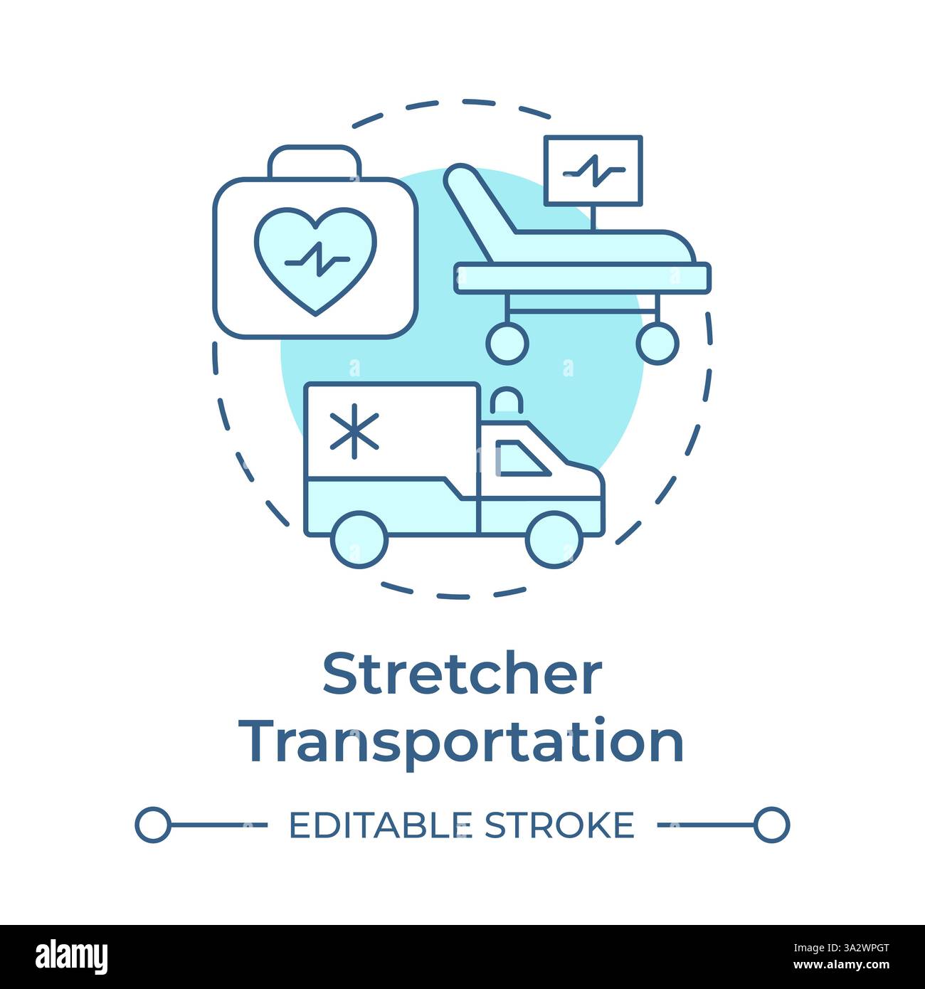 Stretcher transportation soft blue concept icon Stock Vector Image ...