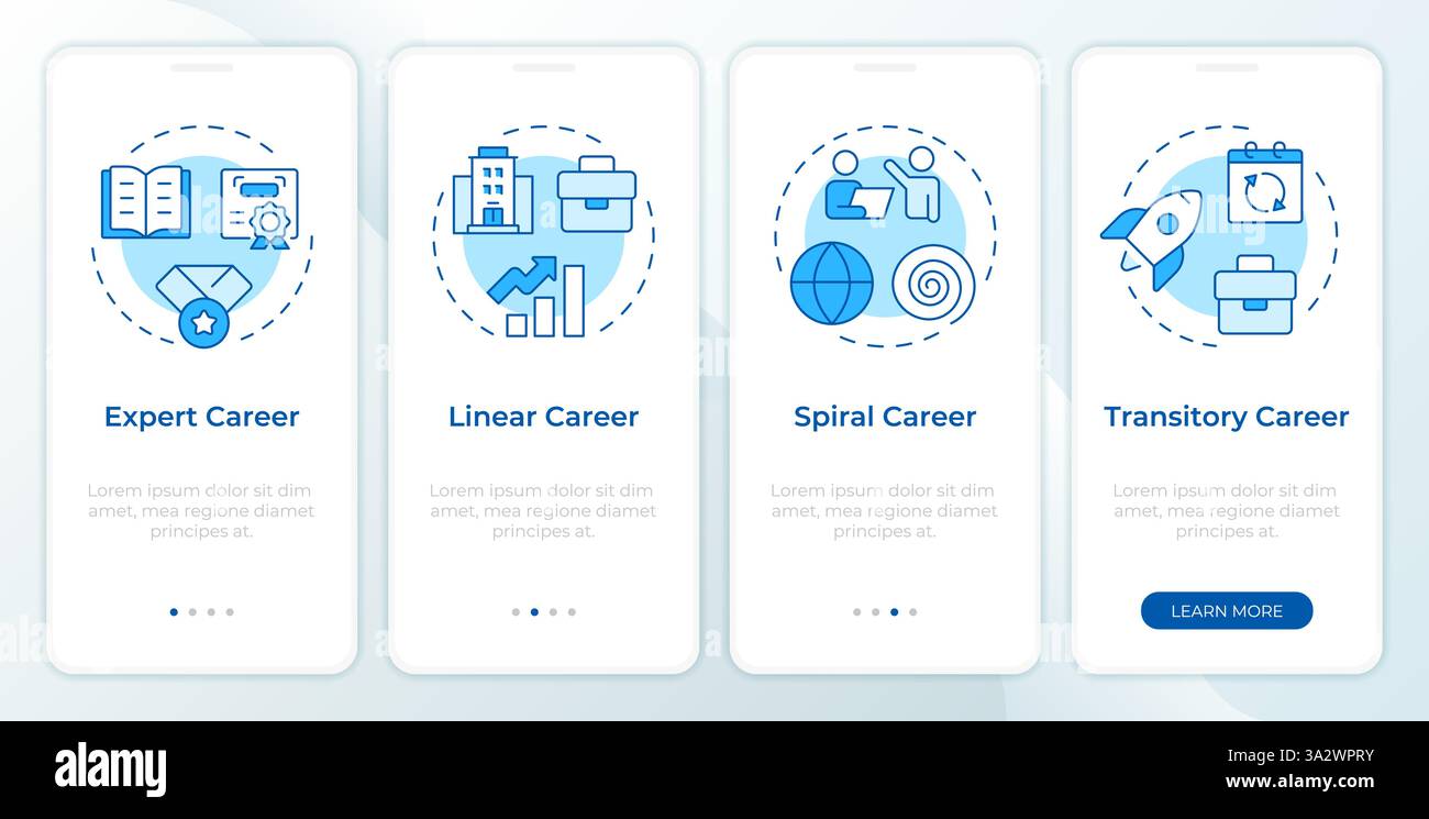 Career types blue onboarding mobile app screen Stock Vector Image & Art ...