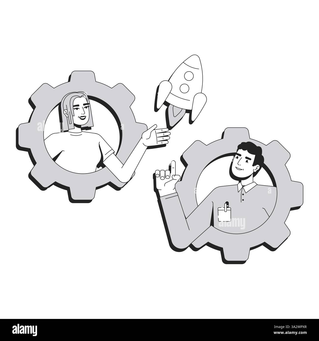 Launching startup line conceptual illustration Stock Vector Image & Art ...